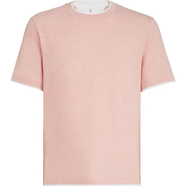 Brunello Cucinelli T-shirt With Faux-layering - Apricot