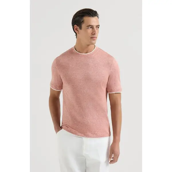 Brunello Cucinelli T-shirt With Faux-layering - Orange
