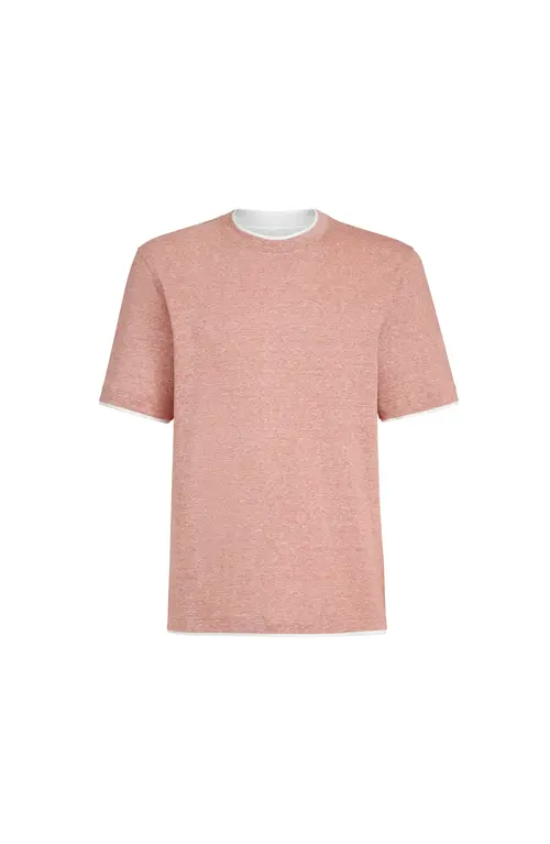 Brunello Cucinelli T-shirt With Faux-layering - Orange
