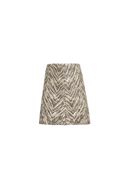 Brunello Cucinelli Mini Skirt With Chevron Embroidery