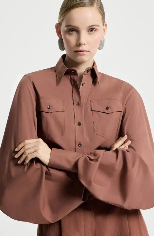 Brunello Cucinelli Stretch Poplin Shirt With Monili - Red