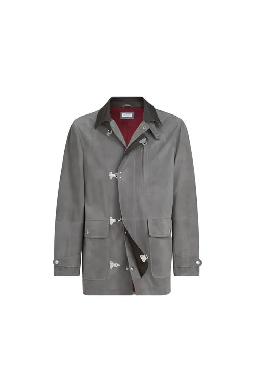 Brunello Cucinelli Suede Outerwear - Medium Grey