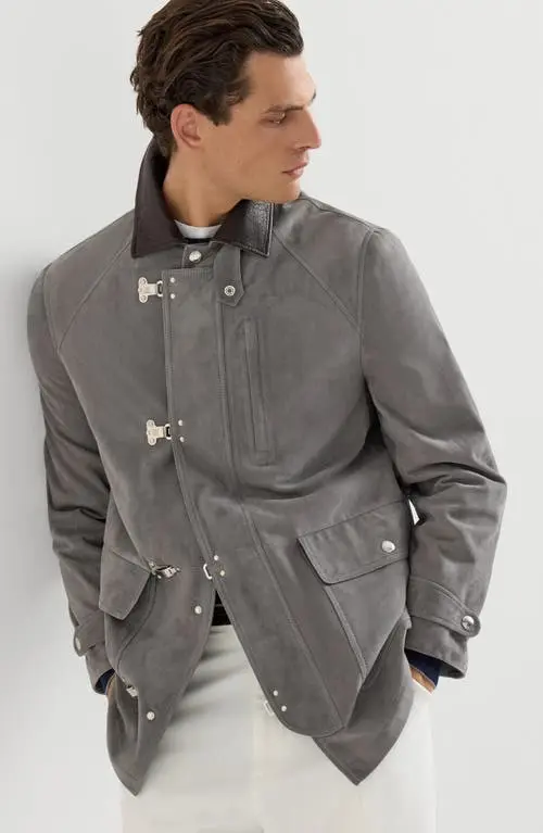 Brunello Cucinelli Suede Outerwear - Medium Grey
