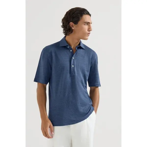 Brunello Cucinelli Jersey Polo Shirt - Denim