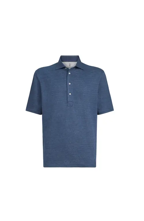 Brunello Cucinelli Jersey Polo Shirt - Denim