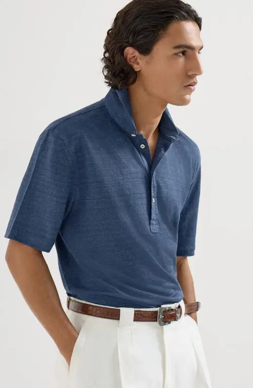 Brunello Cucinelli Jersey Polo Shirt - Denim