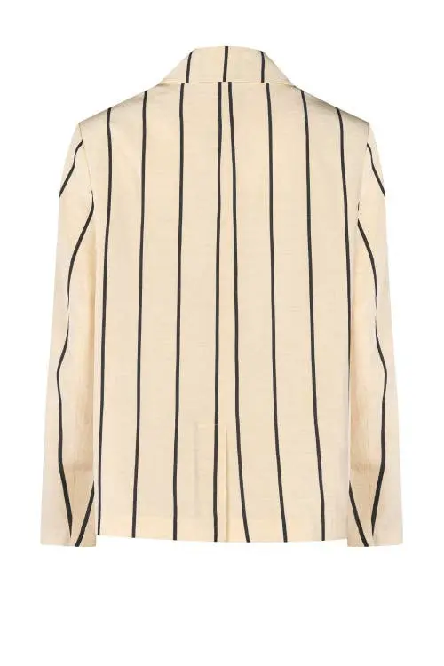 PCFG Silk & Linen Blend Striped Blazer