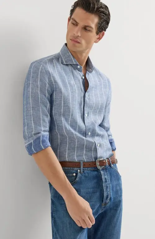 Brunello Cucinelli Striped Twill Shirt