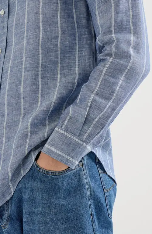 Brunello Cucinelli Striped Twill Shirt - Denim