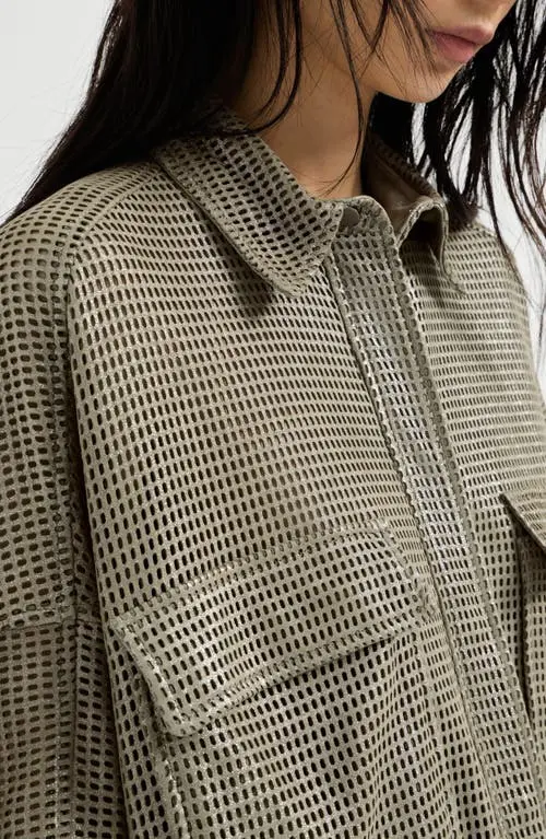 Brunello Cucinelli Leather Net Shirt - Khaki