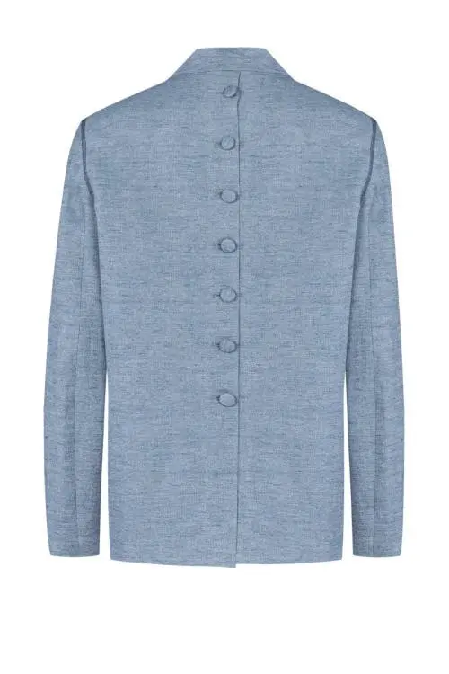 PCFG Free Heaven Linen Oversized Blazer - Blue