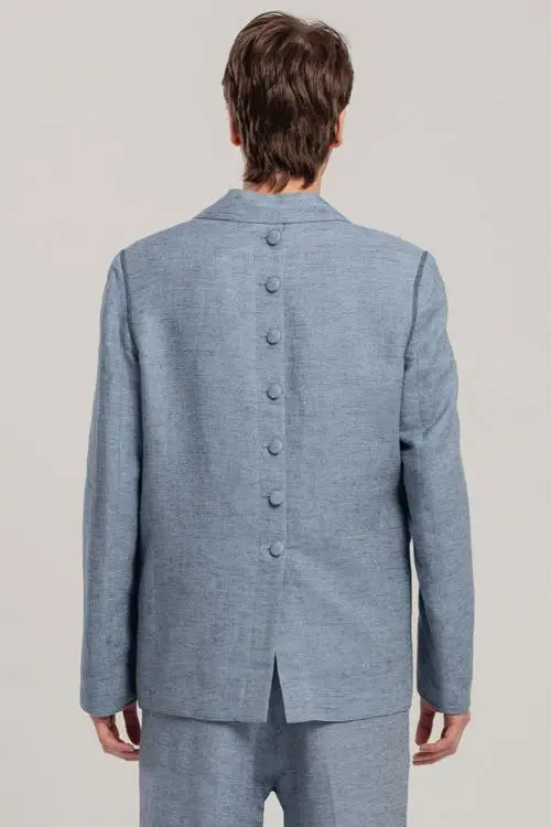 PCFG Free Heaven Linen Oversized Blazer - Blue