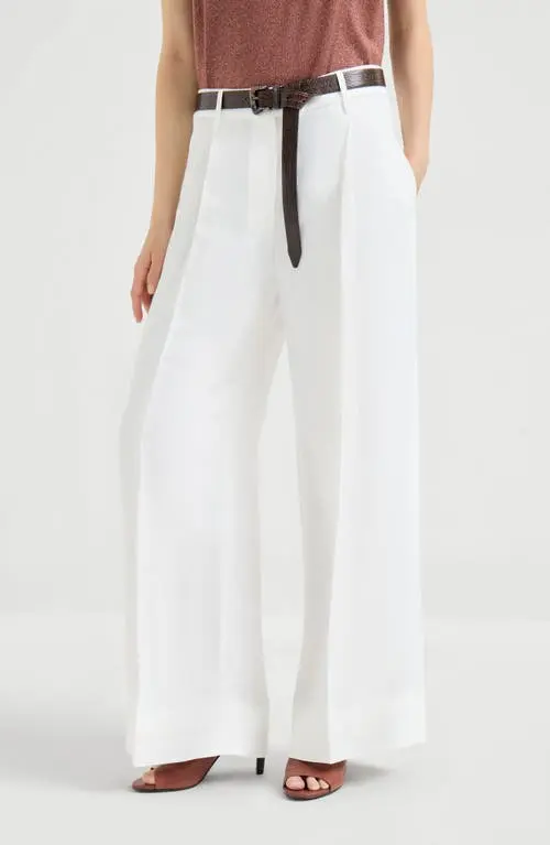 Brunello Cucinelli Loose Pleated Trousers - White