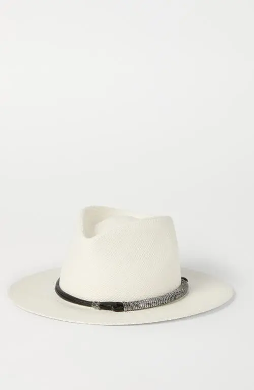 Brunello Cucinelli Straw Fedora Hat - White