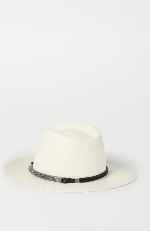 Brunello Cucinelli Straw Fedora Hat - White