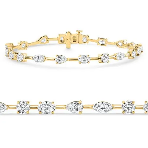 BLISS DIAMOND 5ct Mixed Cut Diamond Tennis Bracelet - 14k Yellow Gold