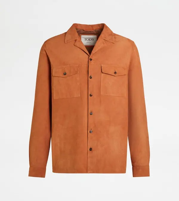 TOD'S Pashmy Suede Overshirt - Orange