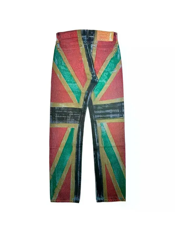 DENIM TEARS 501 Empire Windrush Logo Jeans - Red