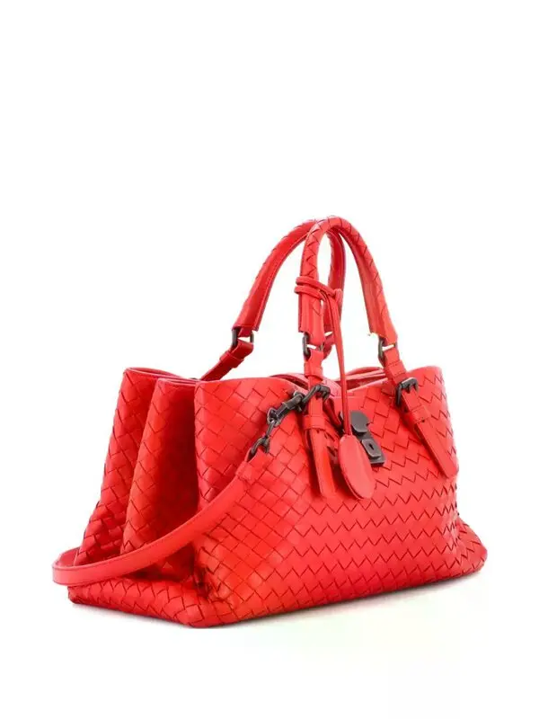 Bottega Veneta Roma Intrecciato Nappa Small Tote Bag - Red