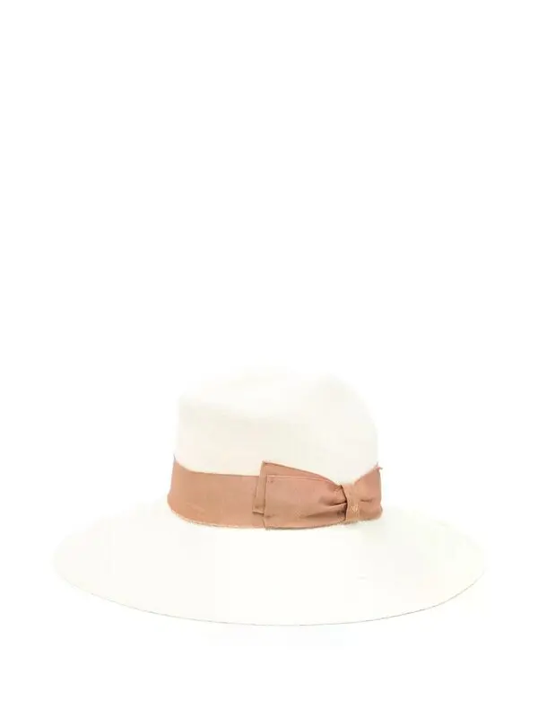 Borsalino Claudette Ribbon Wide Brim Hat - White