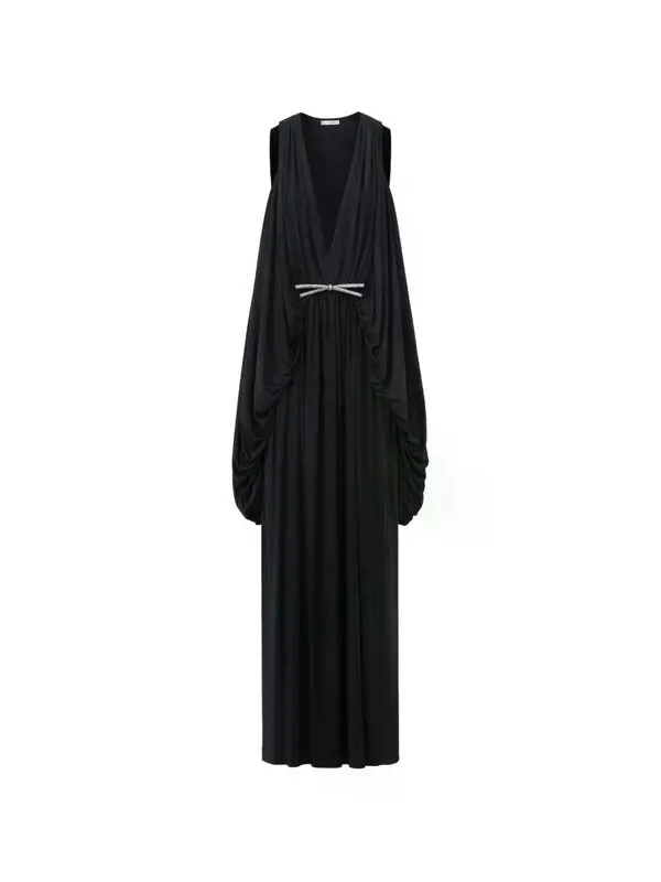 Loewe Draped Crystal-bow Maxi Dress