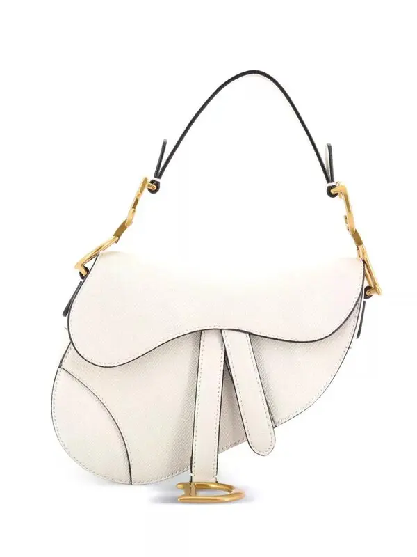 Dior Saddle Handbag Leather Mini Shoulder Bag - White