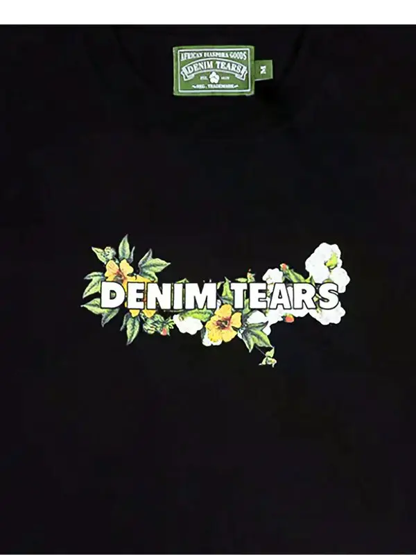 DENIM TEARS Floral Logo T-shirt - Black