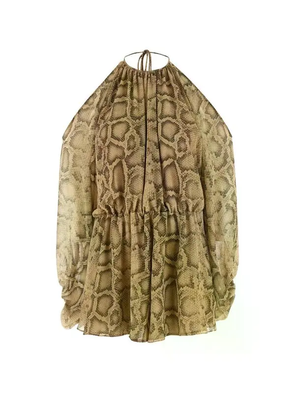 Andamane Python-printed Tie Playsuit - Neutrals