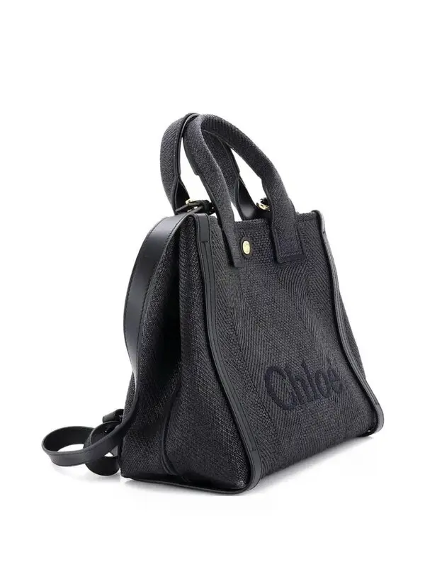 Chloé Carry Raffia Small Tote Bag - Black