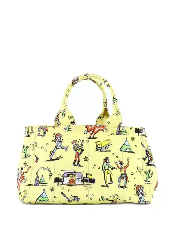 Prada Canapa Printed Canvas Large Tote Bag