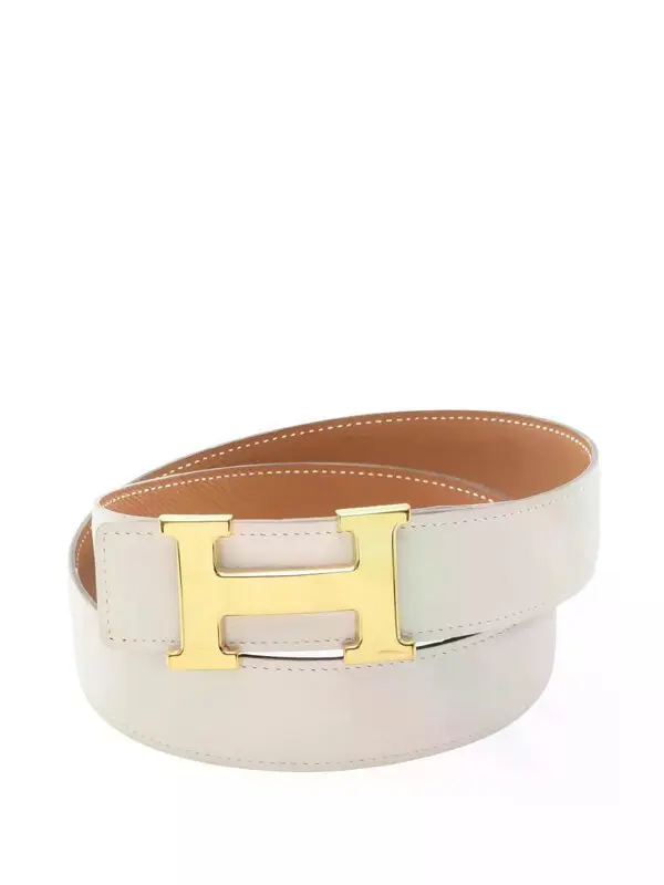Hermès 1998 Constance Reversible Belt - White