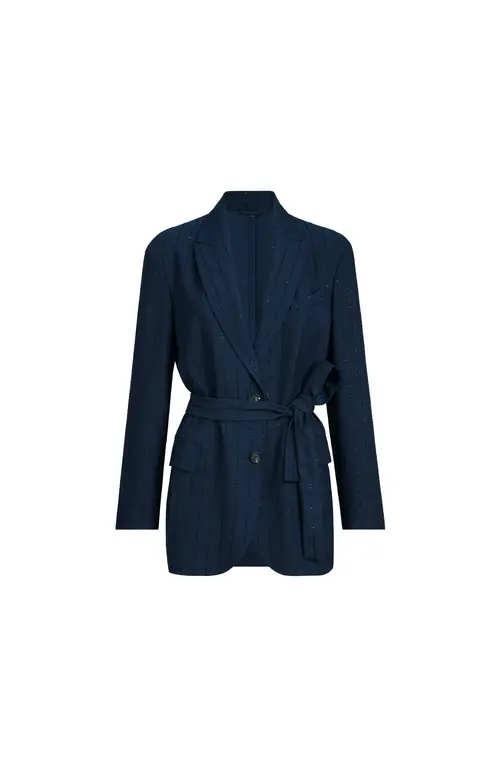 Brunello Cucinelli Striped Blazer With Belt