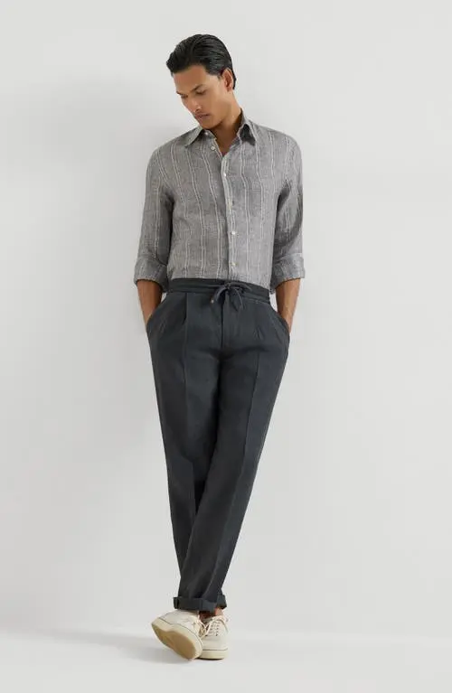 Brunello Cucinelli Trousers With Drawstring And Pleats - Anthracite