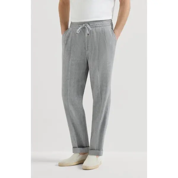 Brunello Cucinelli Trousers With Drawstring And Pleats - Medium Grey