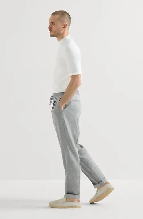 Brunello Cucinelli Trousers With Drawstring And Pleats - Medium Grey