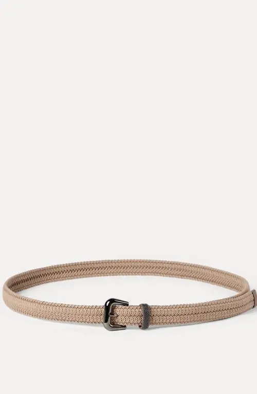 Brunello Cucinelli Braided Belt With Monili - Beige