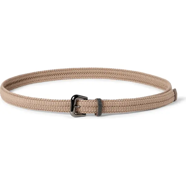 Brunello Cucinelli Braided Belt With Monili - Beige