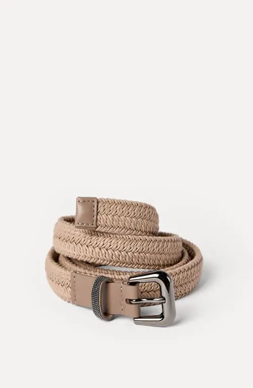 Brunello Cucinelli Braided Belt With Monili - Beige