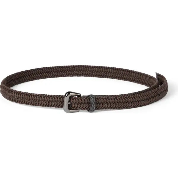 Brunello Cucinelli Braided Belt With Monili - Rust Brown