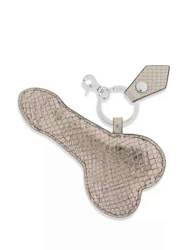 VIVIENNE WESTWOOD Orb-detail Leather Keyring - Neutrals