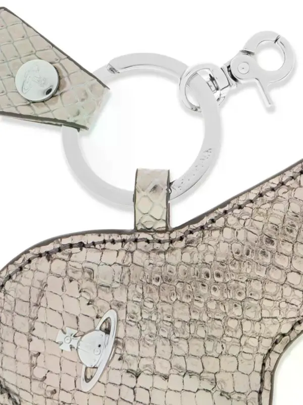 VIVIENNE WESTWOOD Orb-detail Leather Keyring - Neutrals