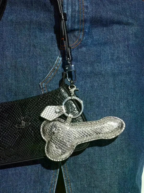 VIVIENNE WESTWOOD Orb-detail Leather Keyring - Neutrals