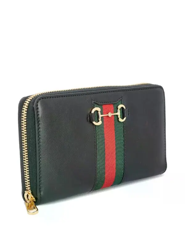 Gucci Horsebit Web Zip Around Wallet - Black