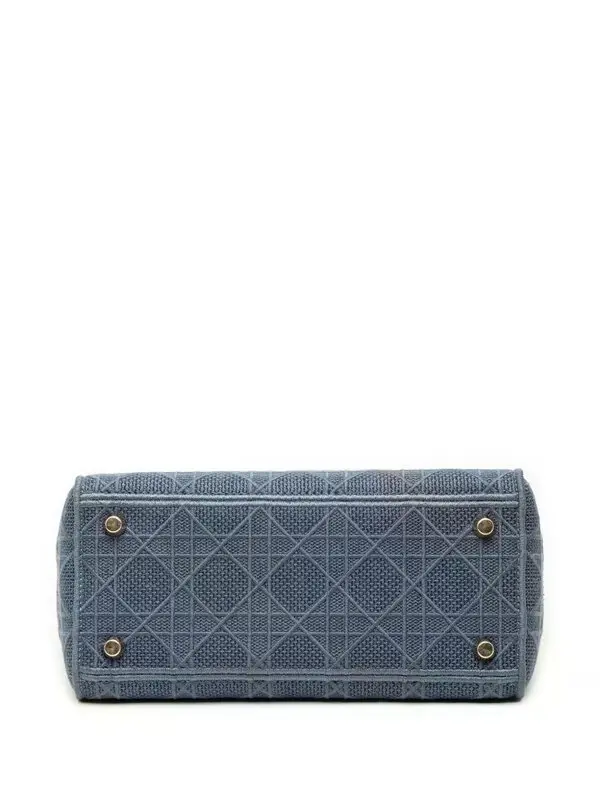 Dior 2020 Medium Canvas Cannage Lady D-lite Satchel - Blue