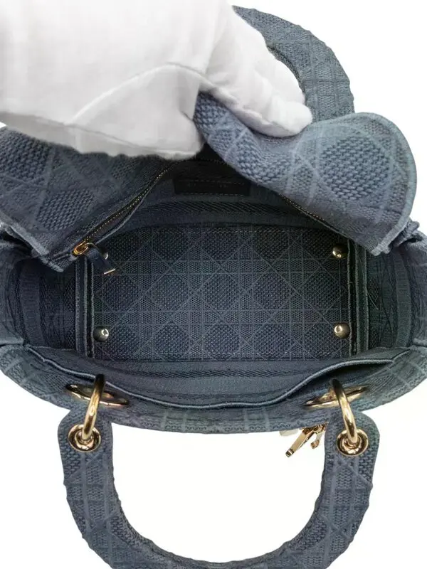 Dior 2020 Medium Canvas Cannage Lady D-lite Satchel - Blue