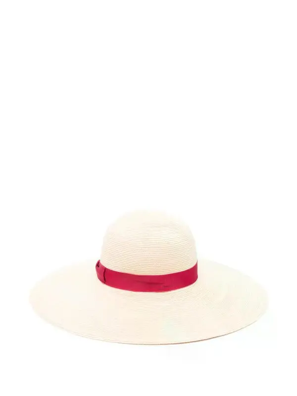 Borsalino Ribbon Detail Wide Brim Hat