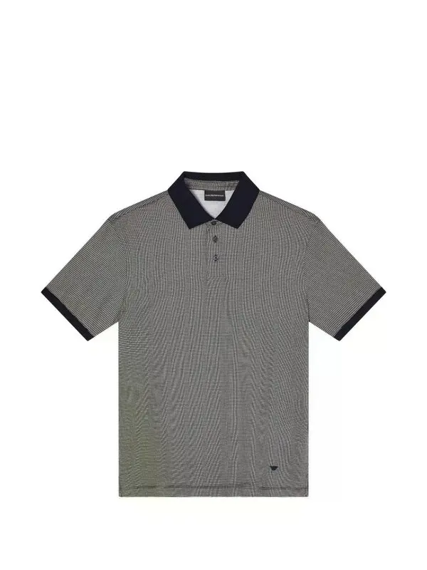 Emporio Armani Lyocell-blend Jersey Polo Shirt With All-over Micro-pattern Print