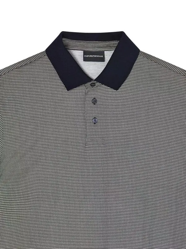 Emporio Armani Lyocell-blend Jersey Polo Shirt With All-over Micro-pattern Print