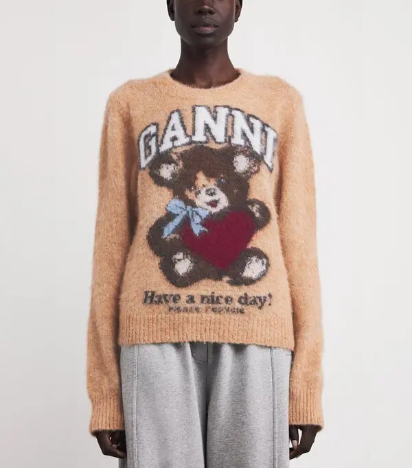 GANNI Brushed Alpaca Wool-blend Jacquard Sweater