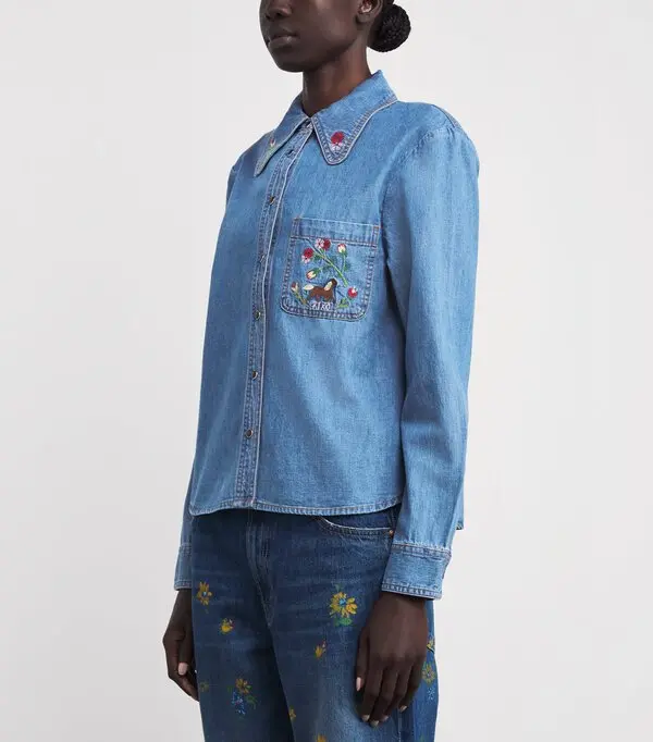 Rixo Denim Embroidered Edaline Sadie Shirt